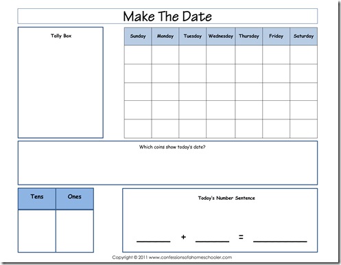Make the Date Calendar Printable - Confessions of a Homeschooler